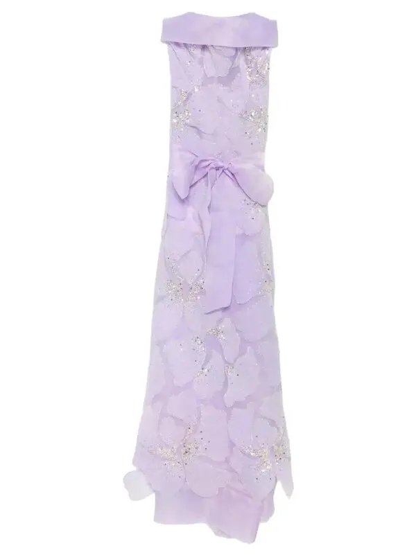MIAU BY CLARA ROTESCU Embellished Floral Strapless Dress - Purple