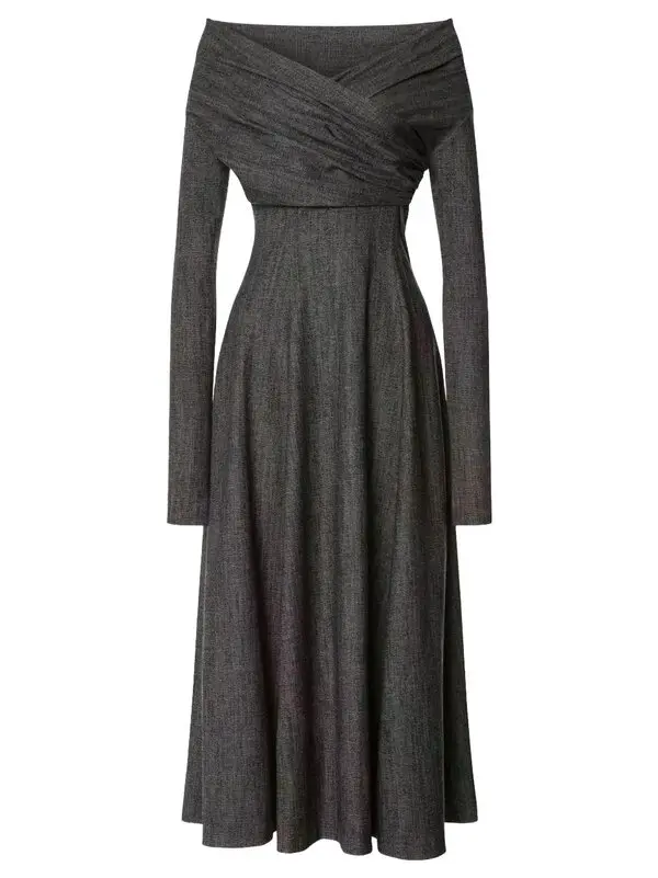 Alberta Ferretti Off-the-shoulder Draped Midi Dress - Grey