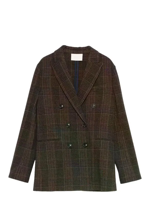 CIRCOLO 1901 Checked Double-breasted Blazer - Brown