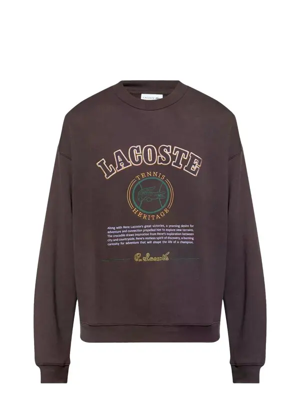 Lacoste Heritage-embroidered Fleece Sweatshirt - Brown