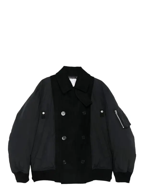 Sacai Double-breasted Wool Jacket - Black
