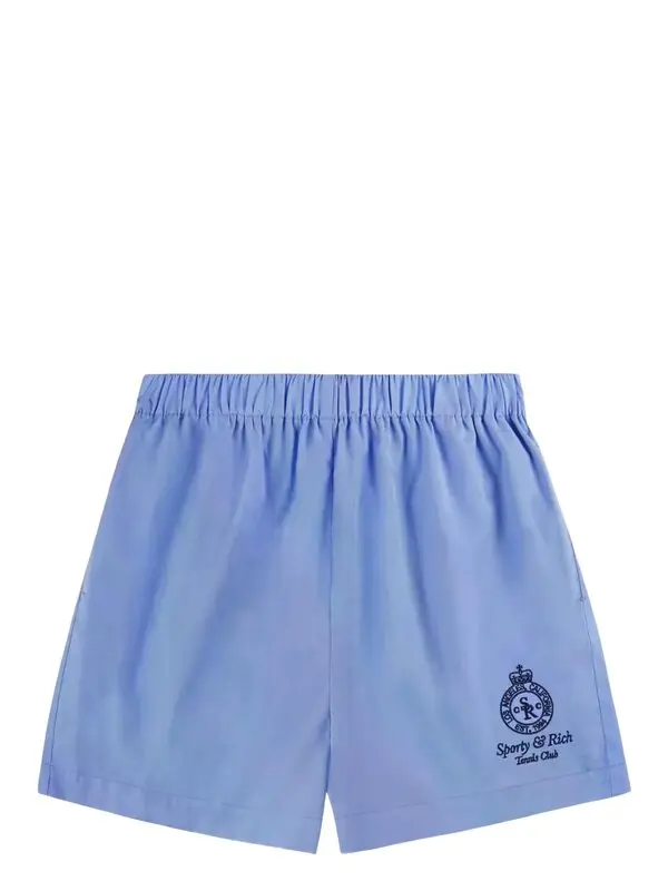 SPORTY & RICH Embroidered Logo Shorts - Blue