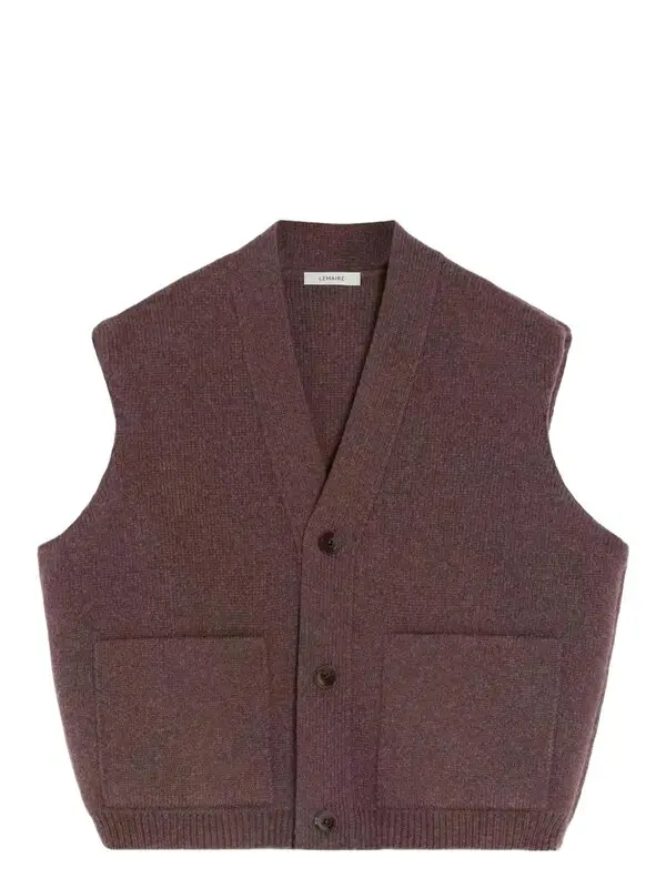 LEMAIRE Maxi Patch-pocket Sleeveless Cardigan - Red