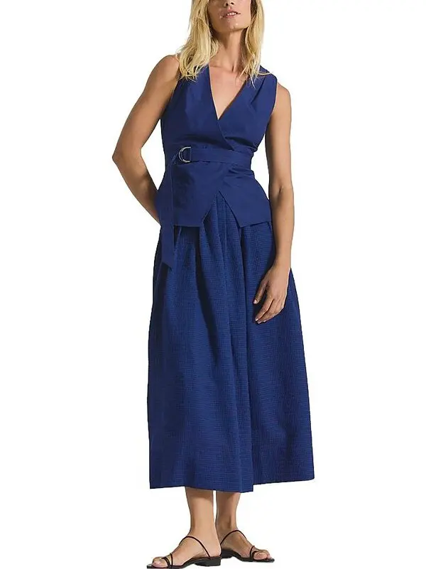 Derek Lam 10 Crosby Annika Mixed Media Dress - Sailor Navy