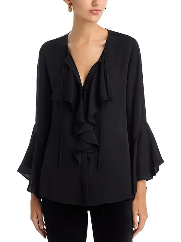 Kobi Halperin Turner Silk Ruffle Blouse - Black