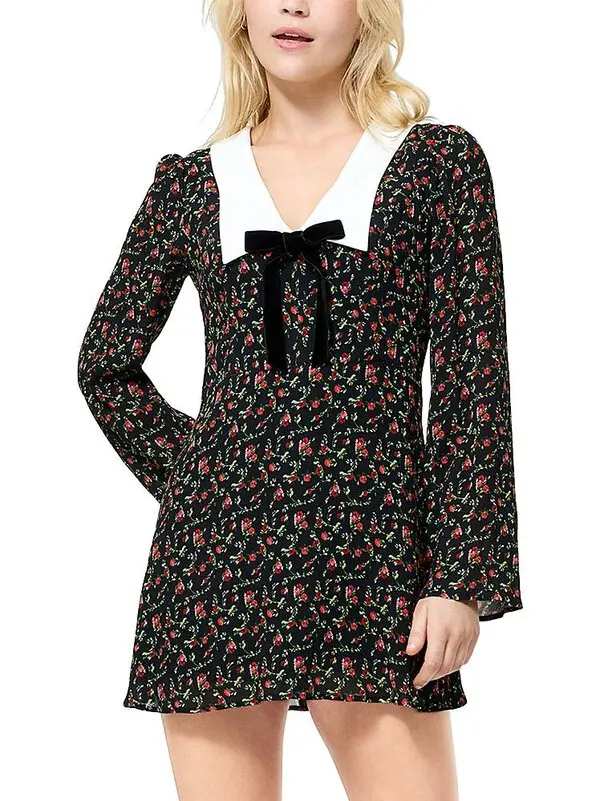 French Connection Yasmin Crepe Collared Dress - Black Multi