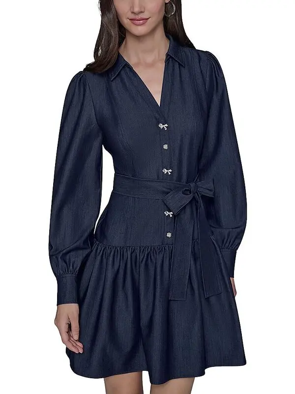 Karl Lagerfeld Paris Denim Shirt Dress - Indigo