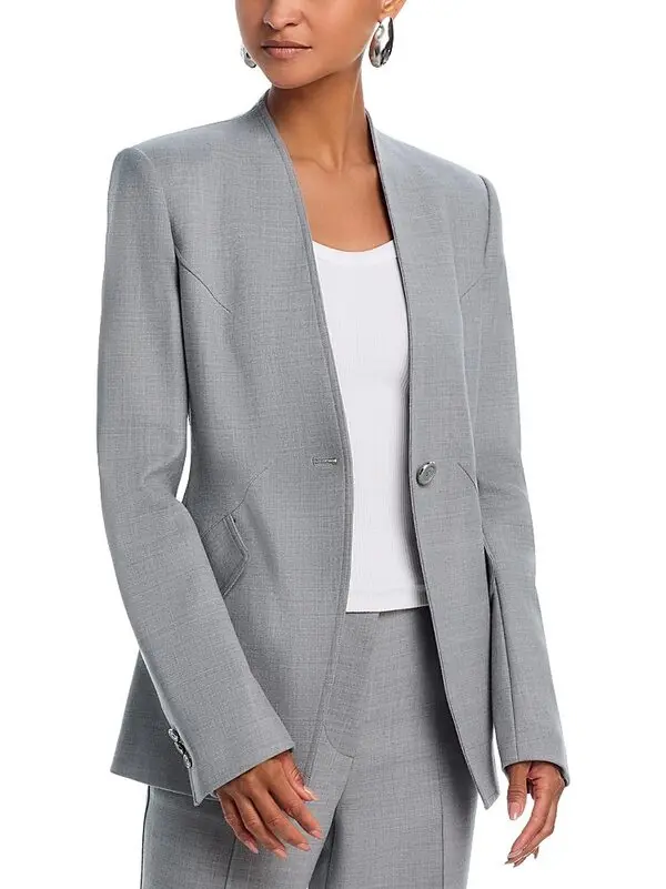 Helmut Lang Apex Sculpted Single Button Blazer - Light Grey Melange