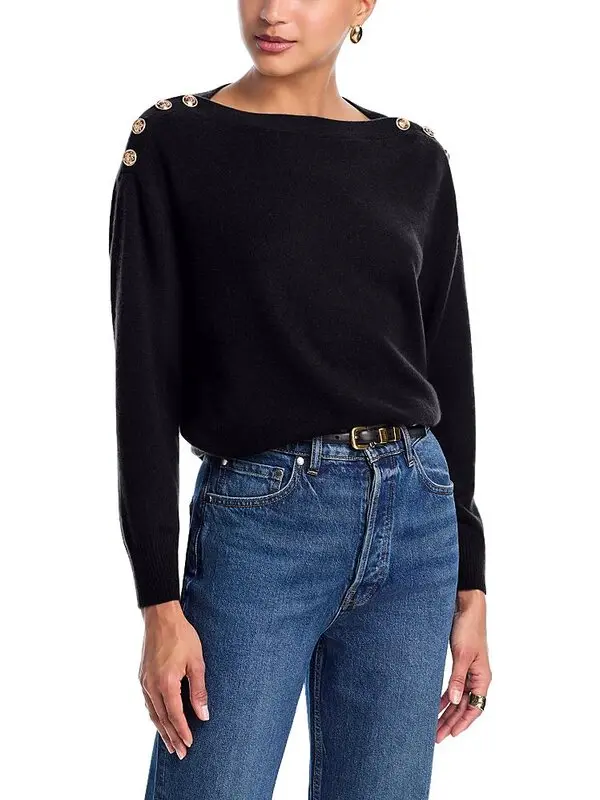 Bloomingdale'S Cashmere Boat Neck Sweater - Black