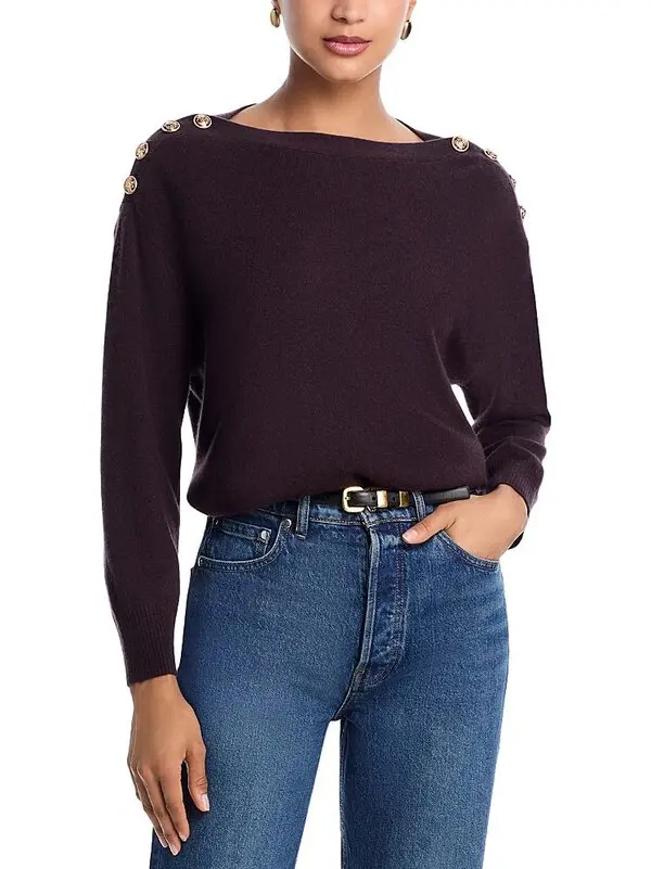 Bloomingdale'S Cashmere Boat Neck Sweater - Dark Brown