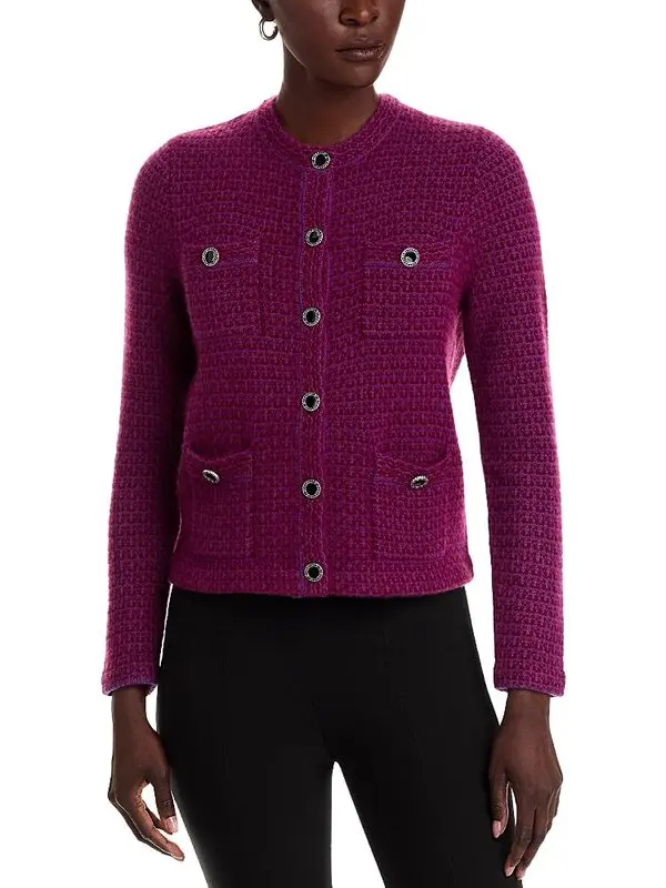 Bloomingdale'S Crewneck Cashmere Cardigan - Boysenberry