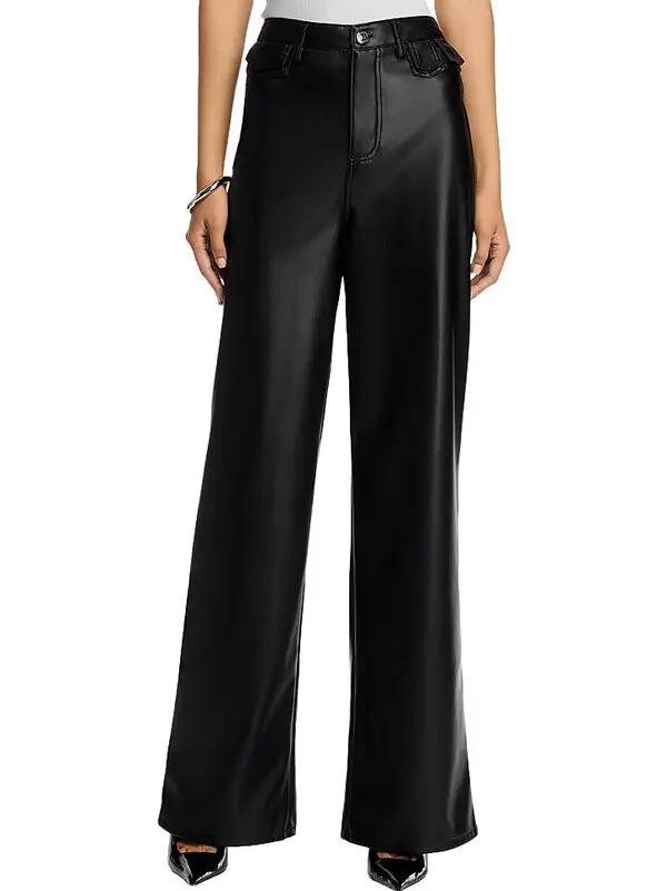 Steve Madden Geraldine Faux Leather Bootcut Pants - Black