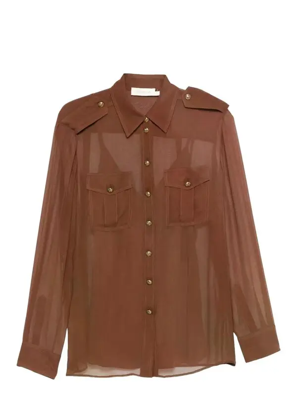 Zimmermann Button-detailed Pocket Shirt - Brown