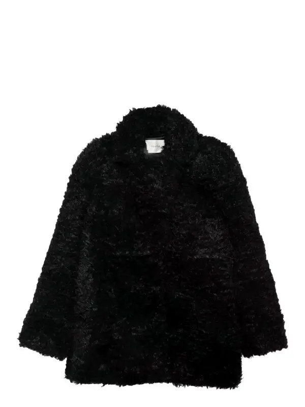 GESTUZ Textured Long-sleeve Coat - Black