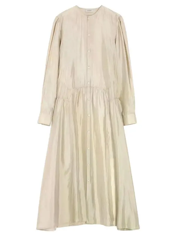 LEMAIRE Gathered Buttoned Maxi Dress - Neutrals