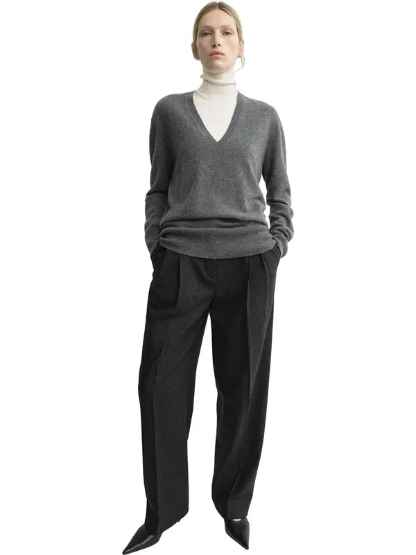 TOTEME Double-pleat Flannel Trousers - Grey