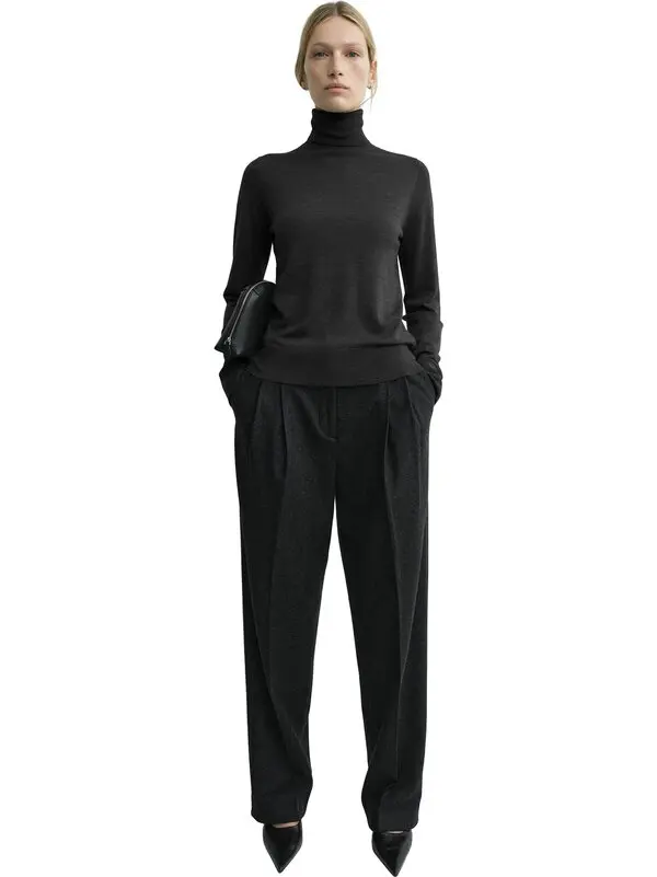 TOTEME Fine Knit Turtleneck - Charcoal Melange