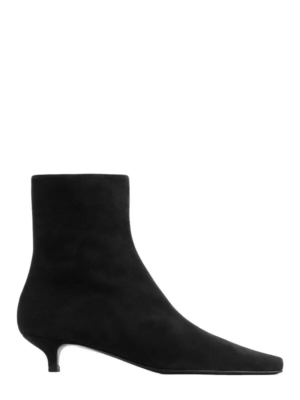 TOTEME Slim Suede Ankle Boots - Black