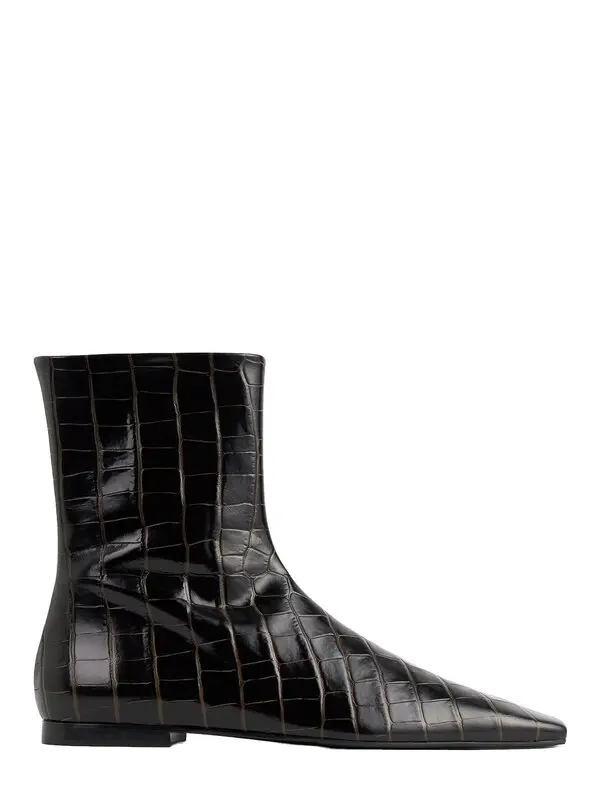 TOTEME Zipped Croco-embossed Chelsea Boots - Dark Brown