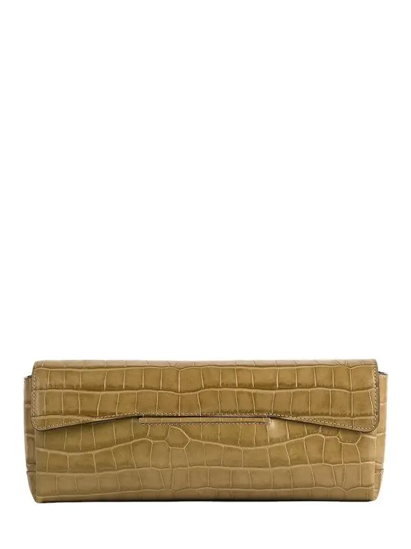 TOTEME Soft Croco-embossed T-clutch - Biscuit