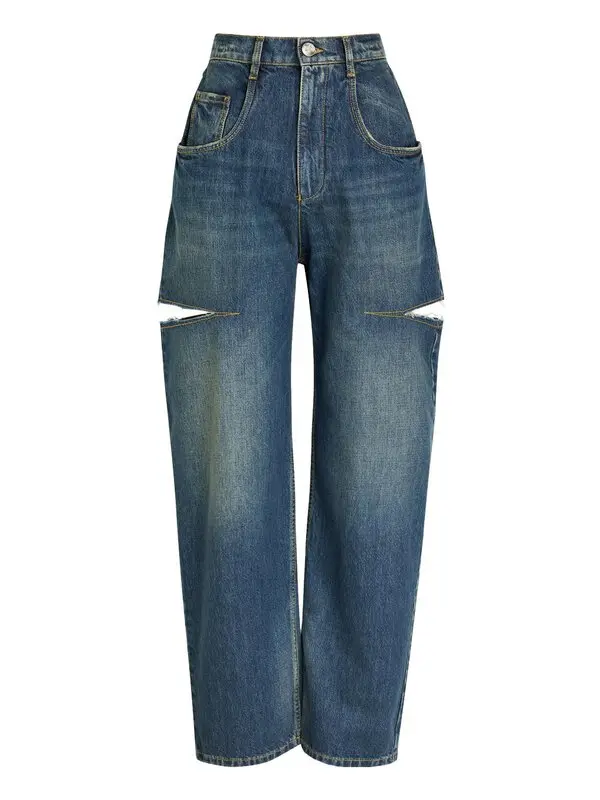 MAISON MARGIELA Ripped Barrel-leg Jeans - Indigo