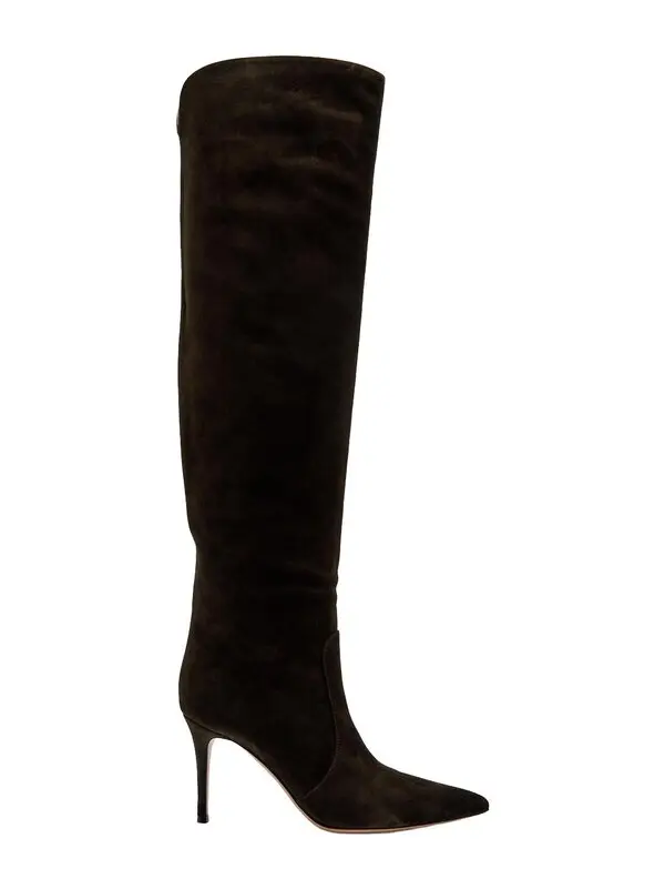 GIANVITO ROSSI Hansen Over-the-knee Suede Boots - Dark Brown