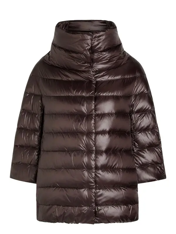 Herno Aminta Quilted Glossed Jacket - Dark Brown