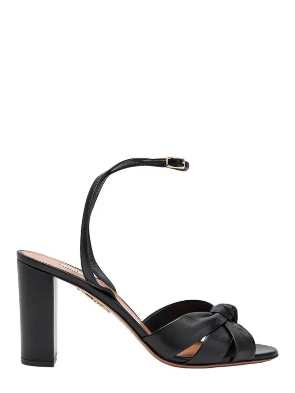 AQUAZZURA Nina 85 Leather Sandals - Black