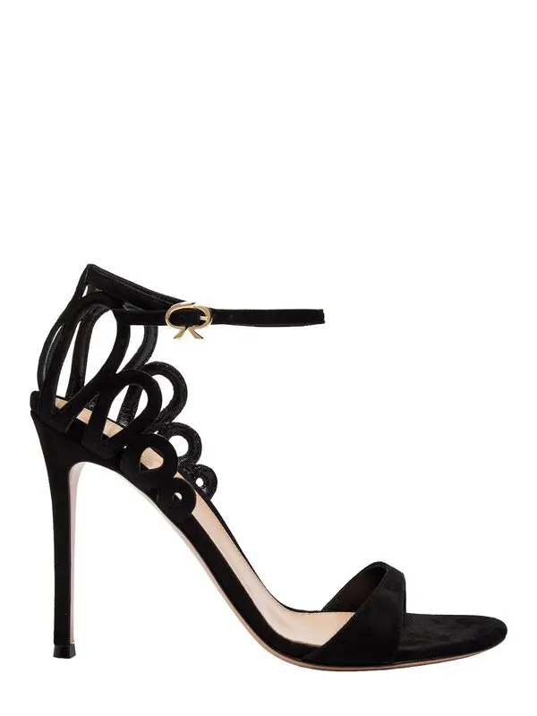 GIANVITO ROSSI Elisa Cut-out Suede Sandals - Black