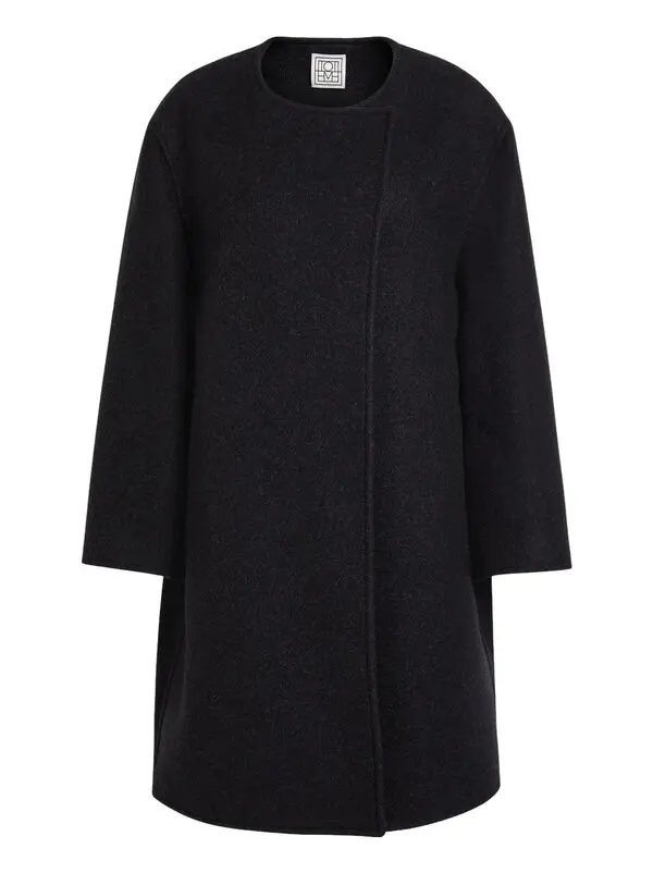 TOTEME Wool-blend Collarless Coat - Dark Grey