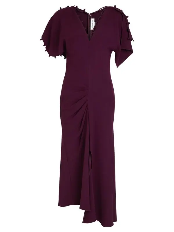 Victoria Beckham Asymmetric Crepe Midi Dress - Bordeaux