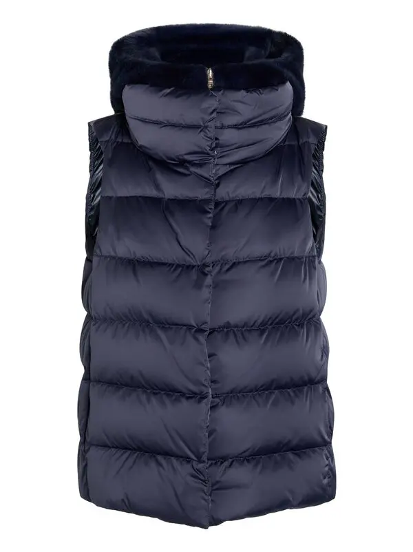 Herno Quilted Shell And Faux Fur Gilet - Blue