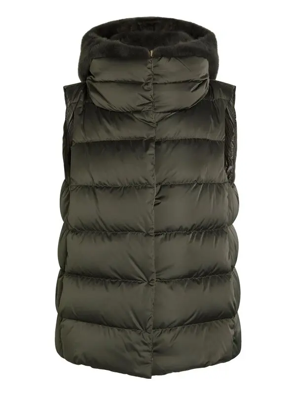 Herno Quilted Shell And Faux Fur Gilet - Dark Grey