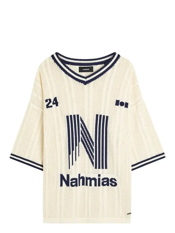 NAHMIAS Intarsia Open-knit Cotton Shirt - Ivory