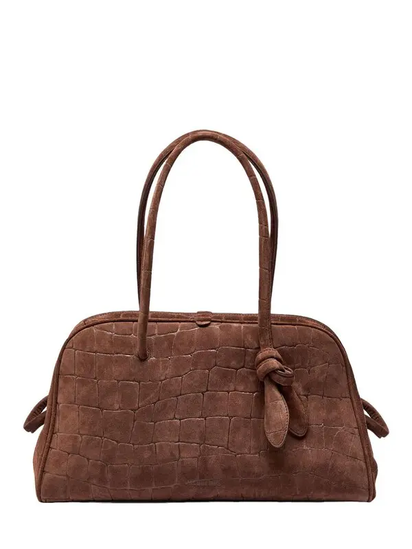 Jacquemus Le Turismo Crocodile-effect Suede Shoulder Bag - Dark Brown