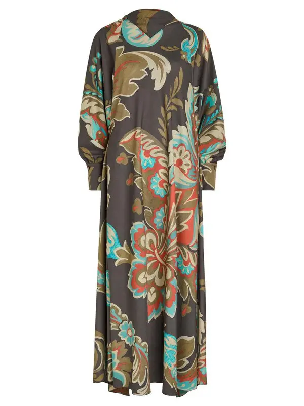 Etro Printed Draped Crepe Maxi Dress - Multi Print