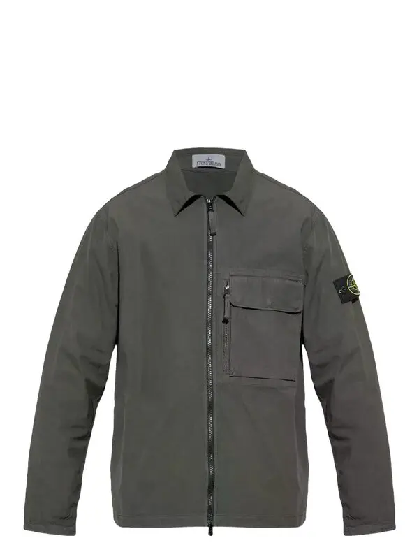 Stone Island Patch-pocket Zip-front Shirt - Grey
