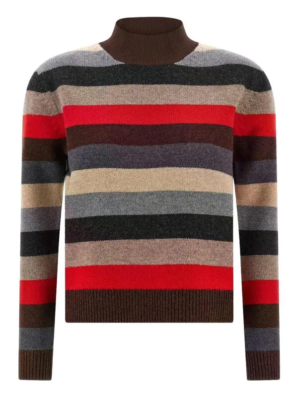 Tory Burch Striped-pattern Wool Pullover - Red
