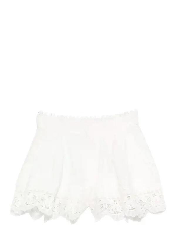 Sea Lace-trimmed Pleated Shorts - White