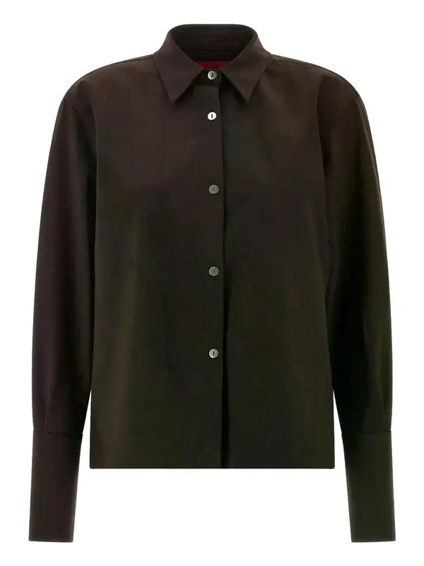 THELATEST Cuffed Button Long Sleeve Shirt - Brown