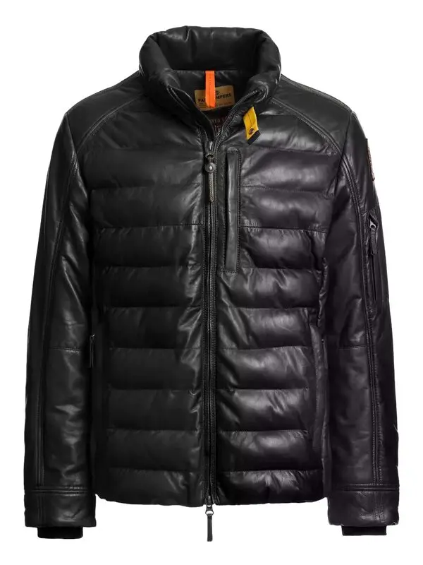 PARAJUMPERS Earnie Quilted Leather Jacket - Black