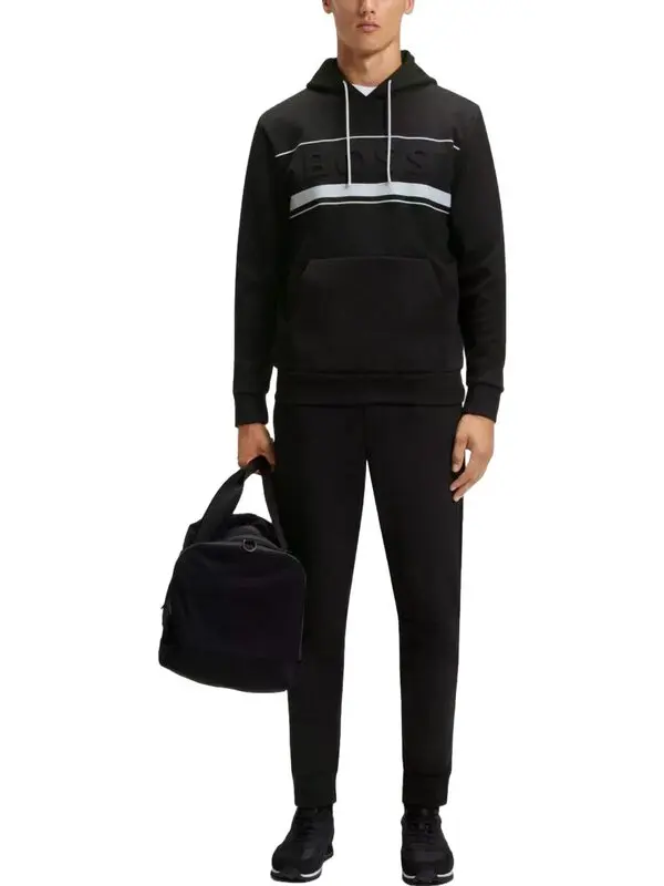 BOSS Stripe-detail Tracksuit Bottoms In A Cotton Blend - Black