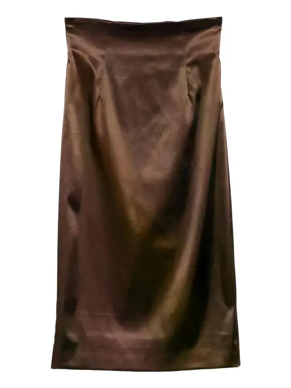 Dolce & Gabbana Satin Midi Skirt - Brown