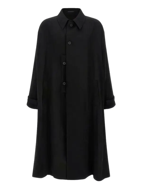 Yohji Yamamoto Button-fastening Wool Coat - Black