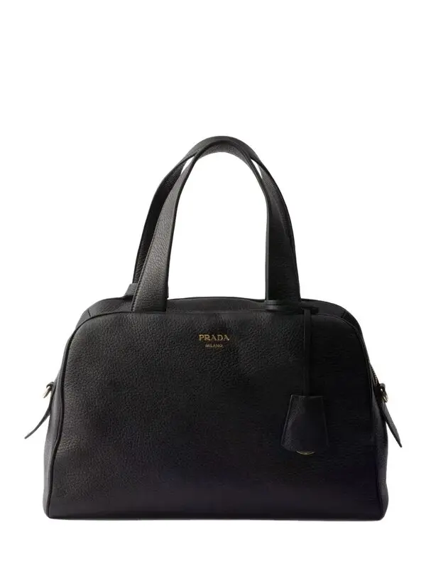 Prada Large Leather Tote Bag - Black