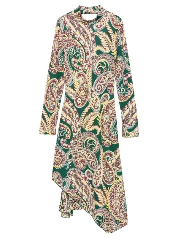 Etro Paisley-print Asymmetric Midi Dress - Green