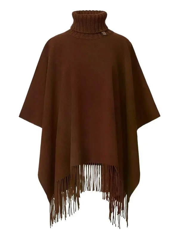 Fabiana Filippi Turtleneck Wool Poncho - Brown