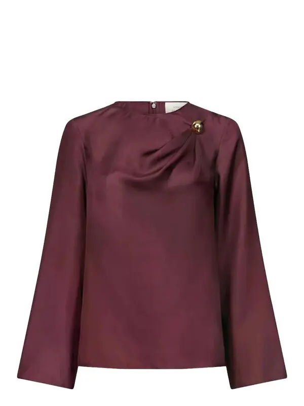 Loulou De Saison Azae Draped Brooch-detail Blouse - Red