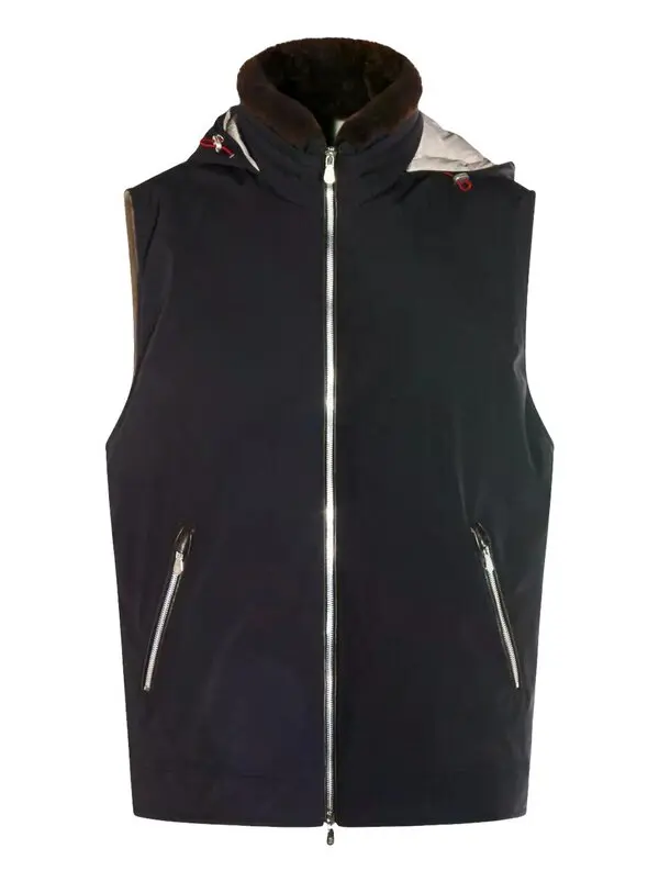 Brunello Cucinelli Hooded Shearling-trimmed Gilet - Blue