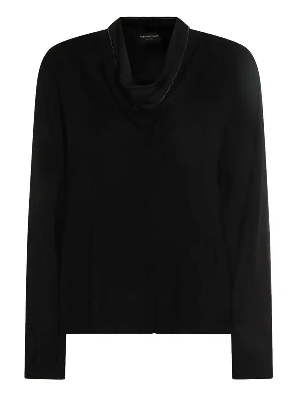 Fabiana Filippi Cowl-neck Button Top - Black